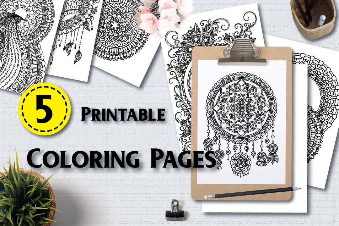 Anti Stress Coloring Pages | 5 Printable Adult Coloring Pages | Instant ...