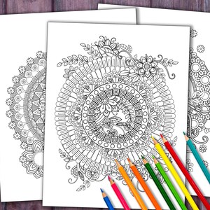 Floral Mandala Coloring Pages for Adults 5 Printable Coloring Pages ...
