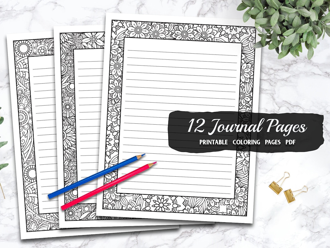 Journal Coloring Pages, Set of 12 Pages, Printable PDF, Instant ...