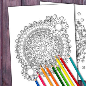 Floral Mandala Coloring Pages for Adults 5 Printable Coloring Pages ...