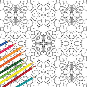 Geometric Digital Paper Coloring Pages 12x12 Inch, 12 Coloring Pages ...