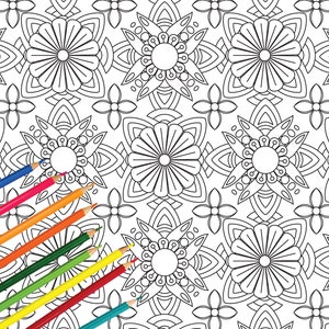 Geometric Digital Paper Coloring Pages 12x12 Inch, 12 Coloring Pages ...