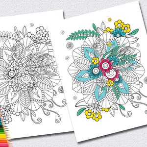 5 Floral Mandala Coloring Pages for Adults 5 Printable Coloring Pages ...