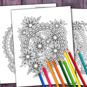 Floral Mandala Coloring Pages for Adults 5 Printable Coloring Pages ...