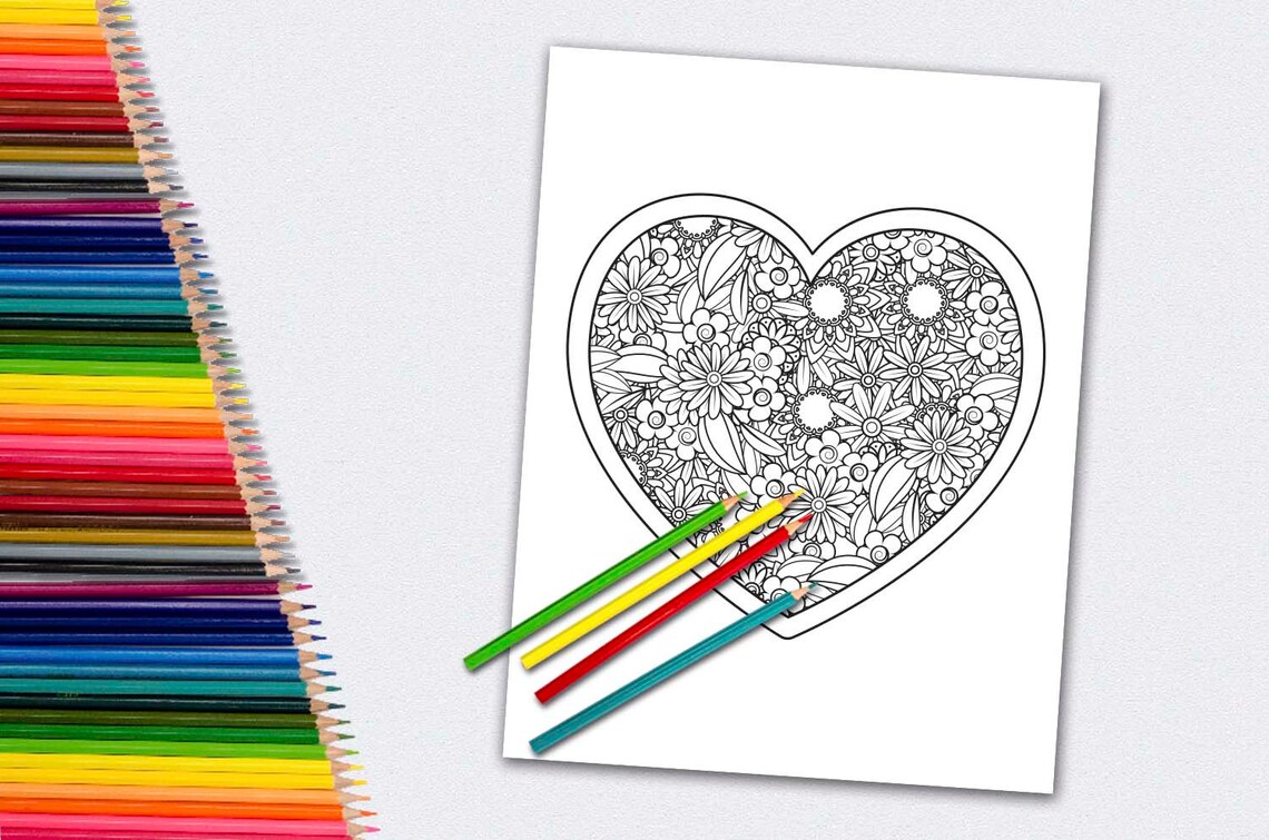 Heart Mandala Coloring Pages Mothers Day Coloring Pages | Etsy