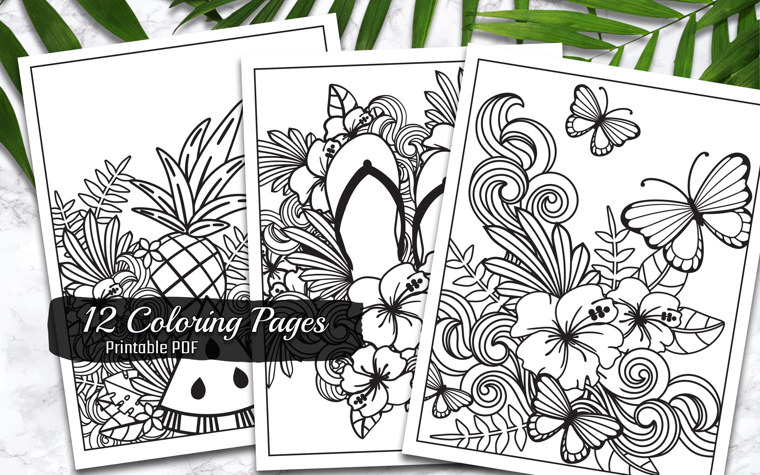 Summer Coloring Pages, Tropical Flowers Coloring Page, Printable ...
