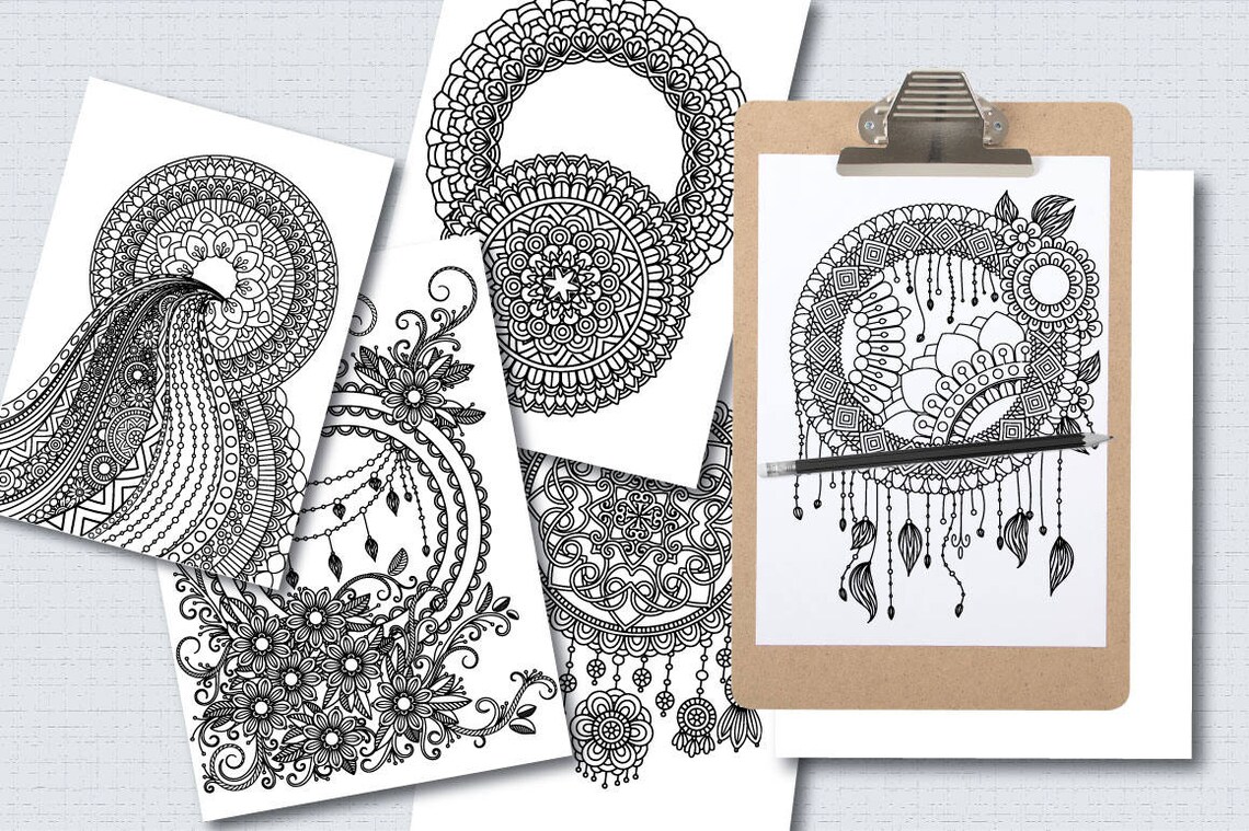 Anti Stress Coloring Pages | 5 Printable Adult Coloring Pages | Instant ...