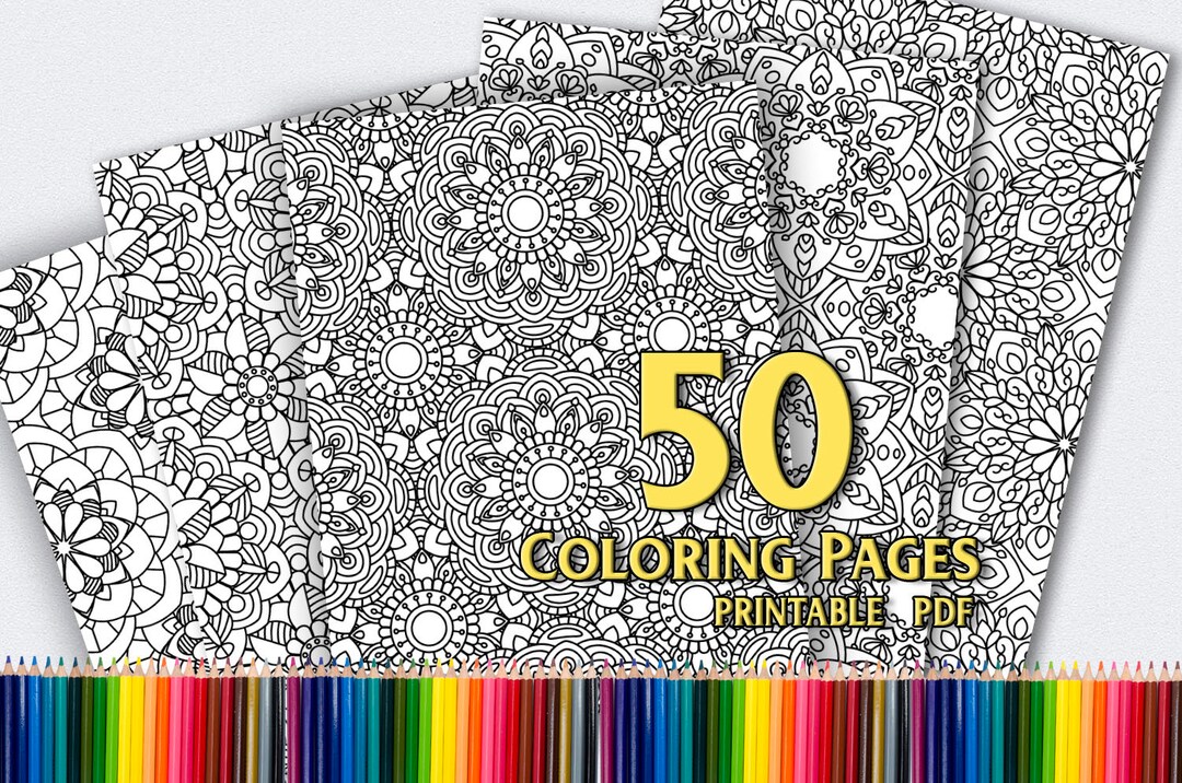 50 Coloring Printable Pages - Etsy
