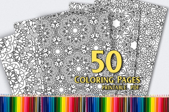 50 Coloring Printable Pages | Etsy
