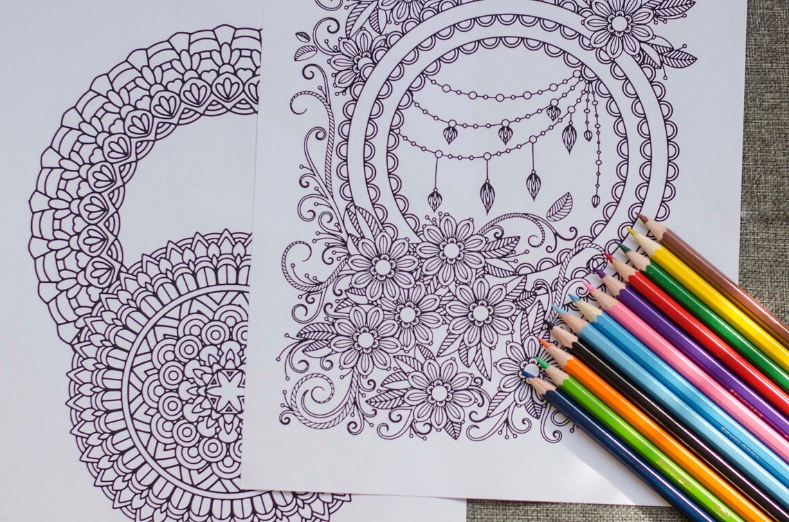 Anti Stress Coloring Pages | 5 Printable Adult Coloring Pages | Instant ...