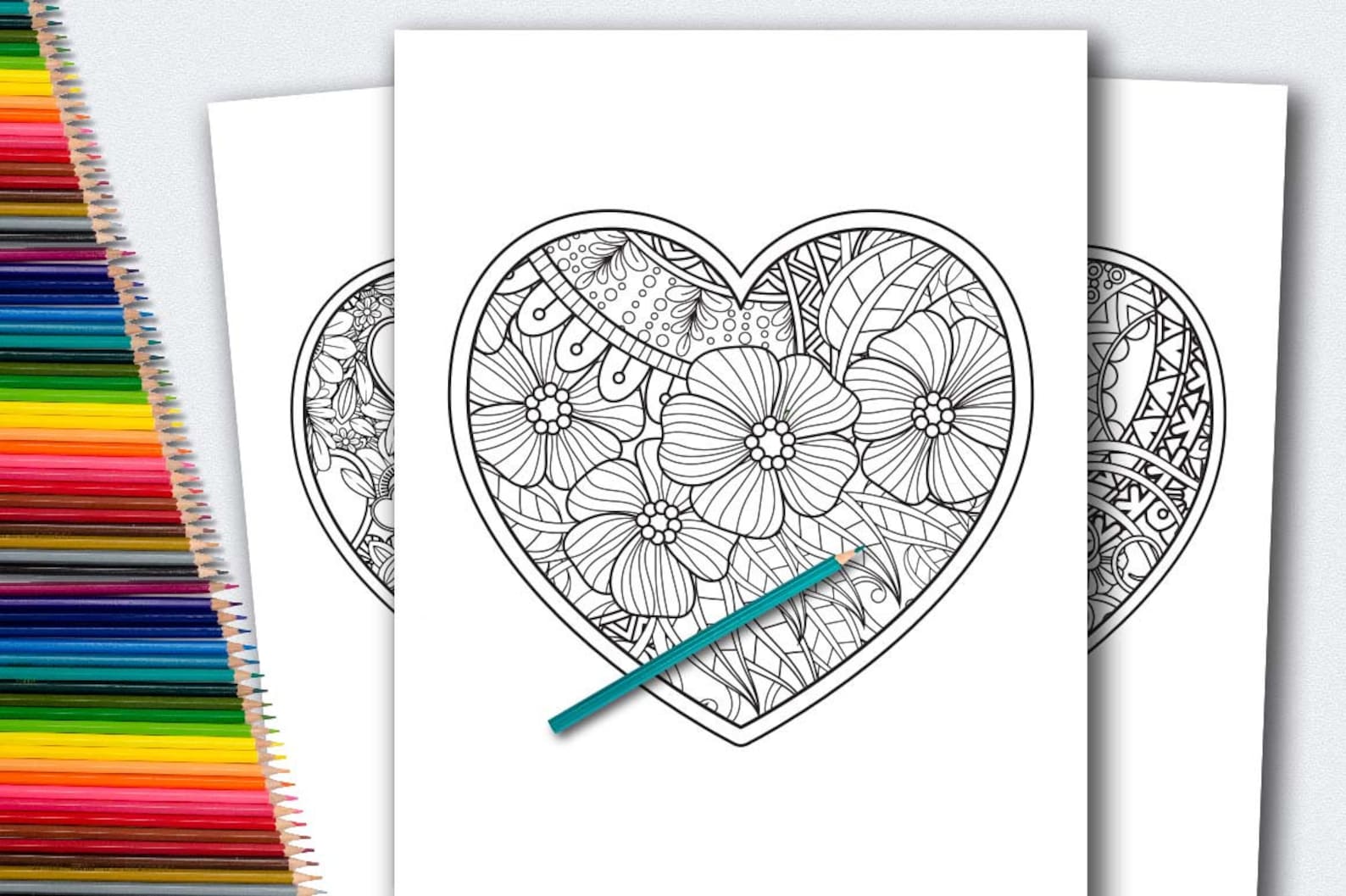Floral Heart Printable Coloring Pages, Mothers Day Coloring Pages ...