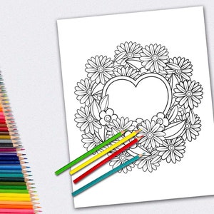 Heart Mandala Coloring Pages, Mothers Day Coloring Pages, Floral ...