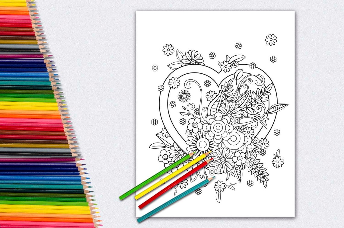 Heart Mandala Coloring Pages Mothers Day Coloring Pages | Etsy