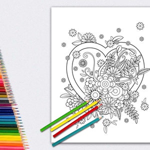 Heart Mandala Coloring Pages, Mothers Day Coloring Pages, Floral ...
