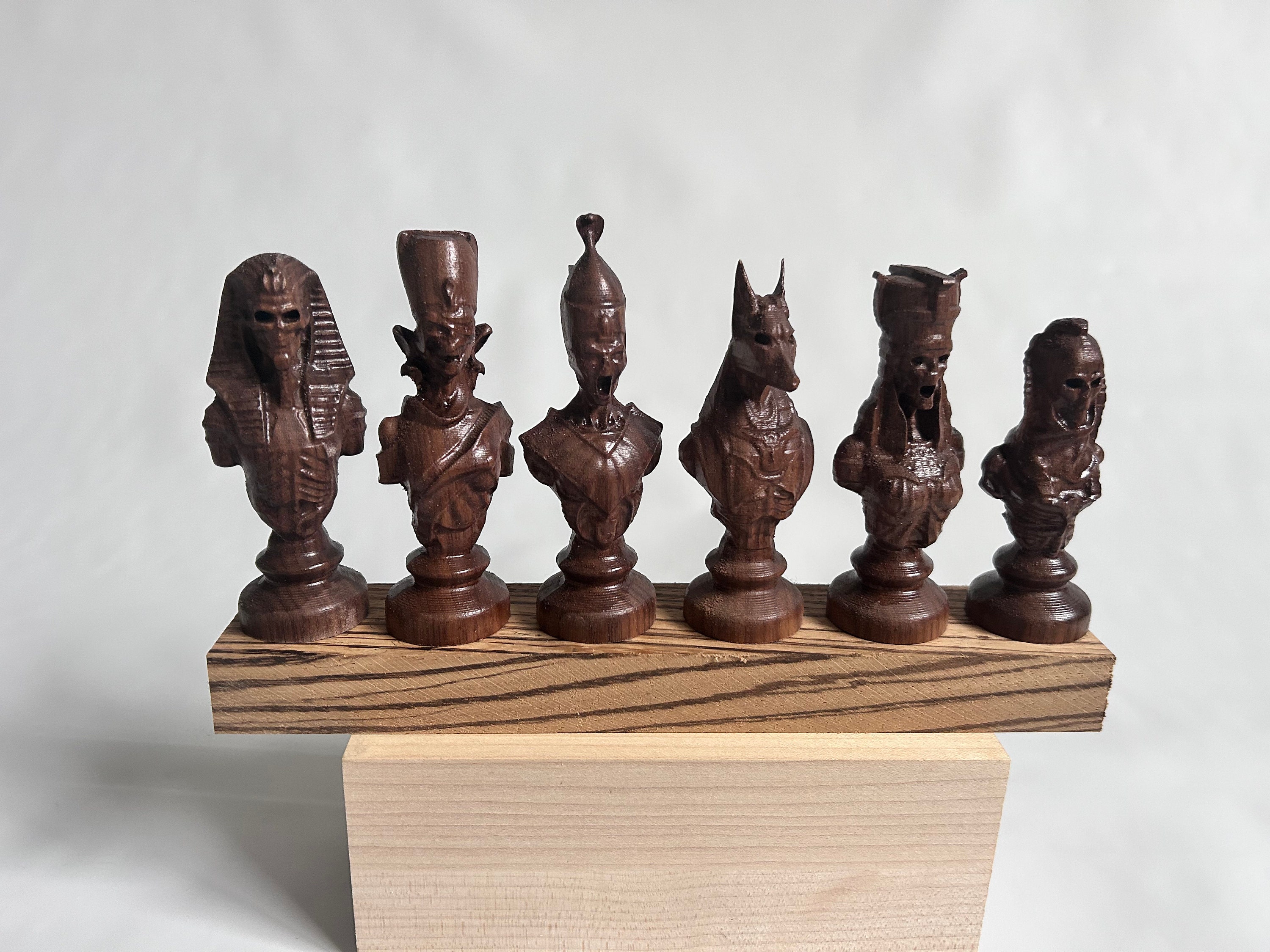 Handcrafted Egyptian-themed Chess Set - Walnut Maple Hardwood - Human ...