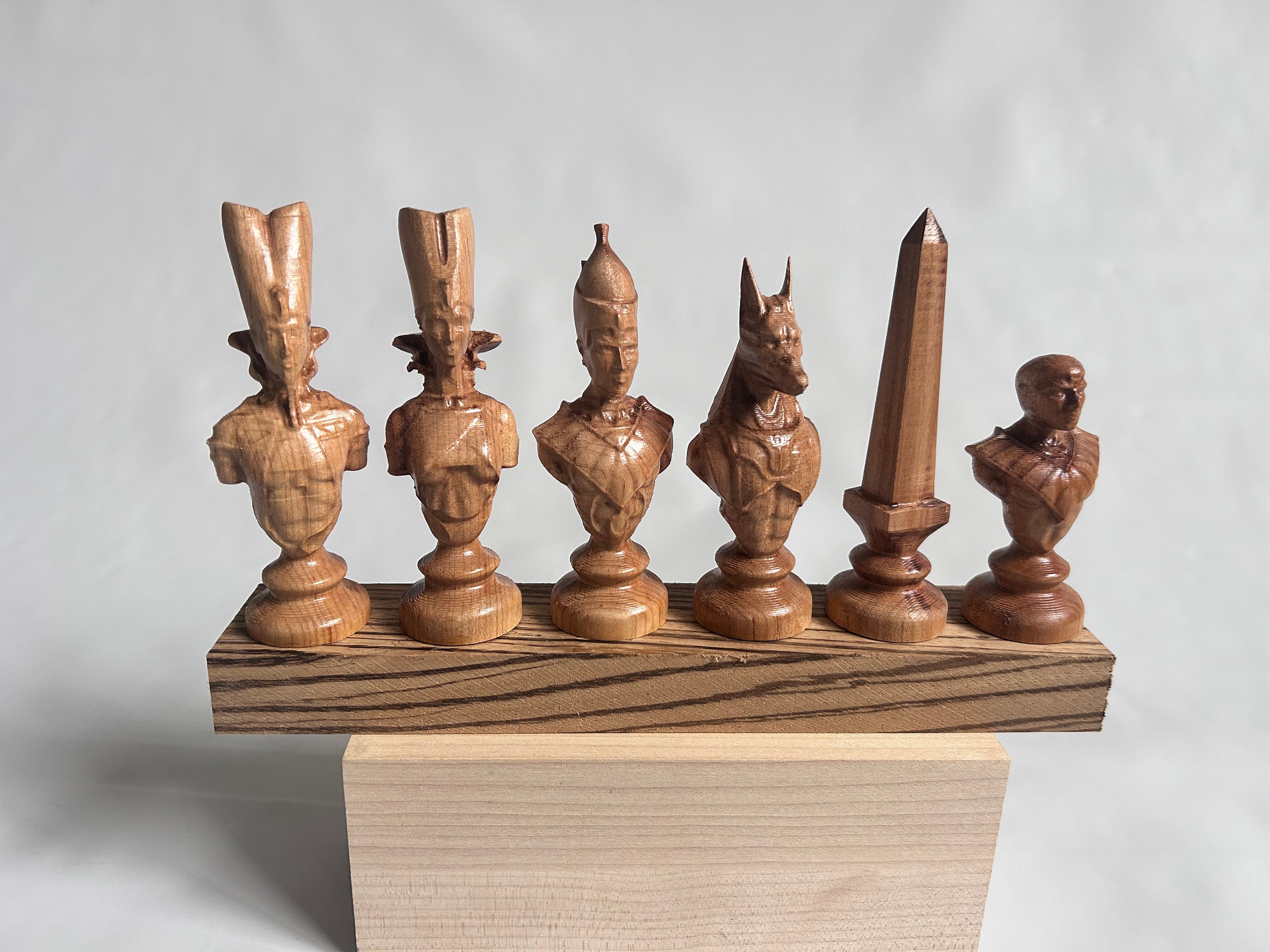 Handcrafted Egyptian-themed Chess Set - Walnut Maple Hardwood - Human ...