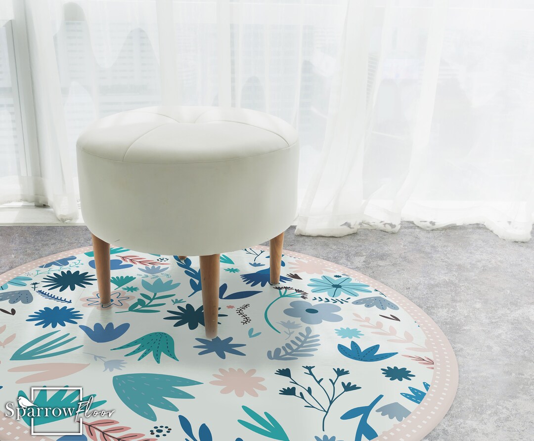 Flourish Vinyl Round Mat, Kitchen Rug, Retro Mat, Vinyl PVC Modern ...