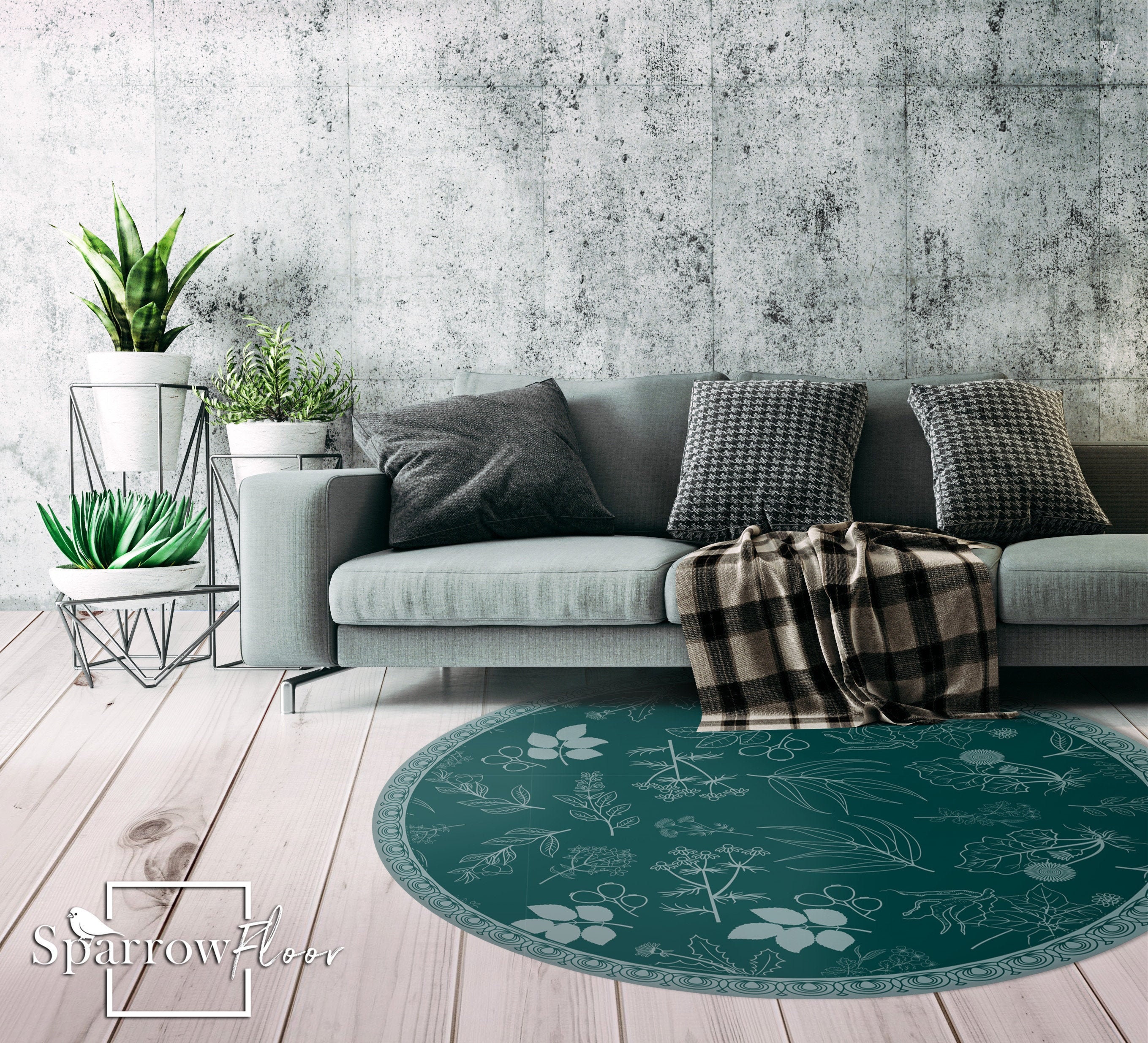 Botany Vinyl Round Mat Art Mat Vinyl PVC Modern Floor Decor - Etsy