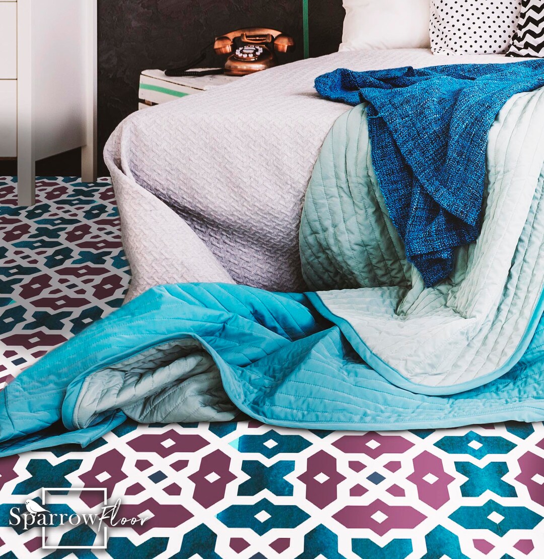 Agra Vinyl PVC Flooring, Modern Vinyl Flooring, Turquoise Pattern ...
