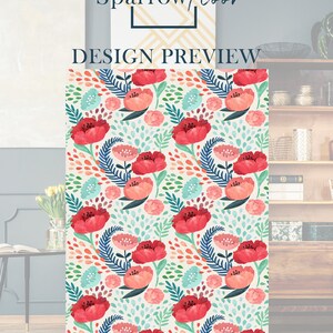 Poppy Vinyl PVC Flooring, Boho Vinyl Flooring, Floral Vinyl Floors, DIY ...