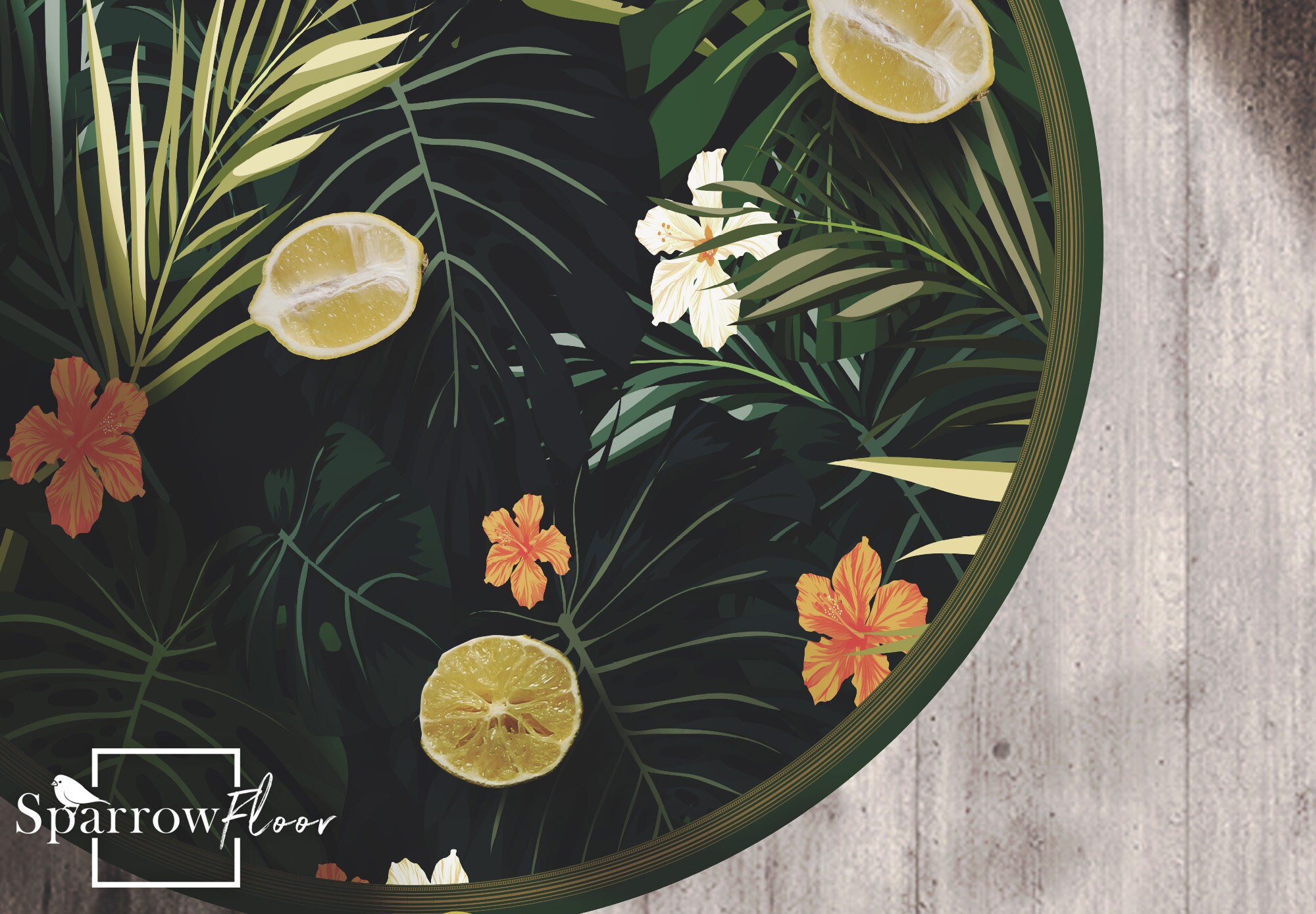 Tropical Vinyl Round Mat Linoleum Decor Vintage Floors | Etsy