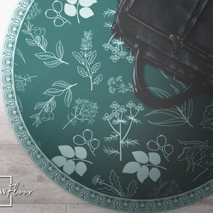 Botany Vinyl Round Mat, Art Mat, Vinyl PVC Modern Floor Decor, Retro ...