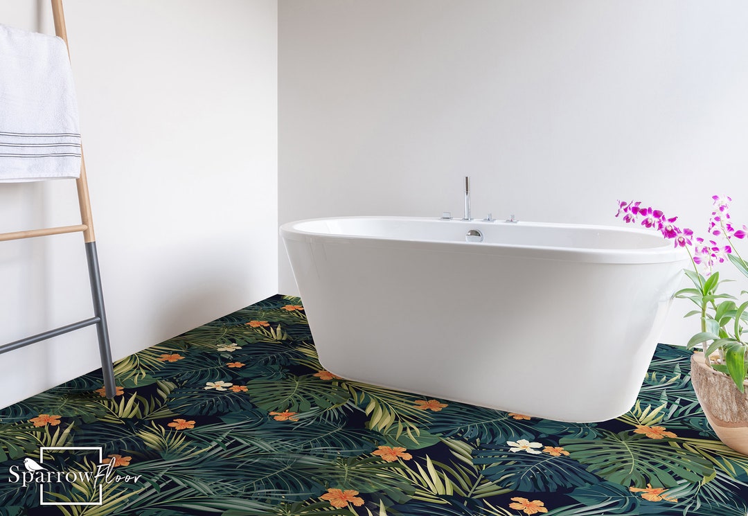 Tropical Vinyl PVC Flooring, Retro Floor Decoration, Floral Floor ...