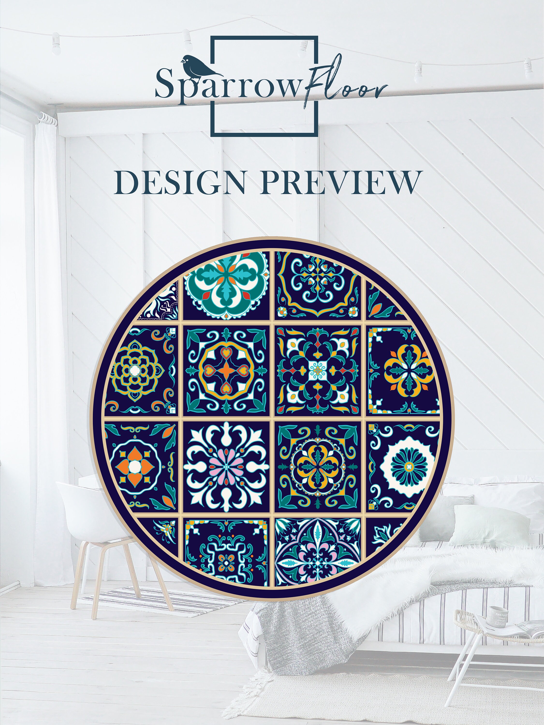 Almada Vinyl Round Mat, Comfort Mat, Vinyl Runner, Retro Flooring ...