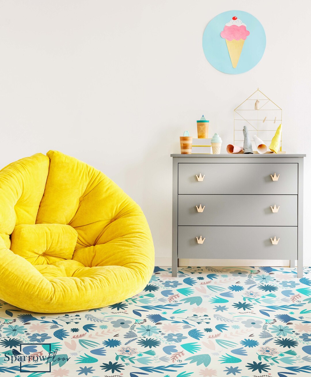Flourish Vinyl PVC Flooring, Linoleum, Floral Floor Covering, DIY ...