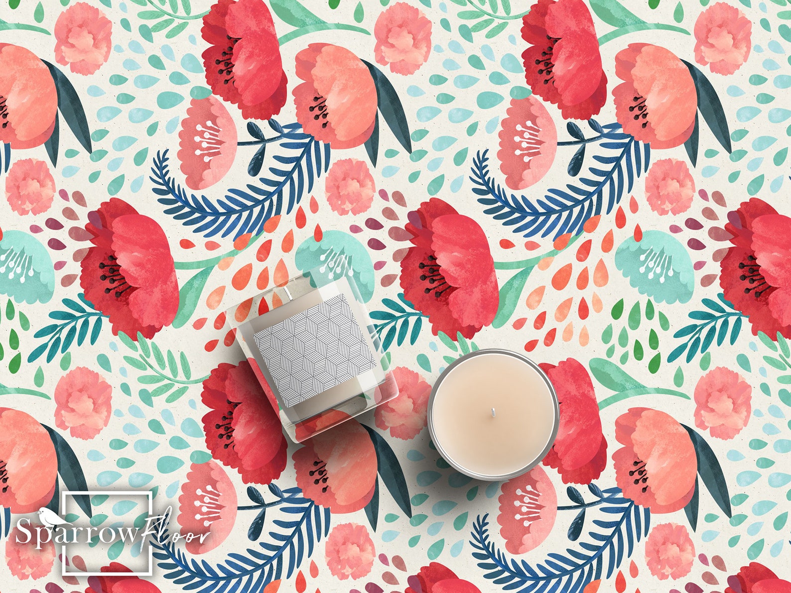 Poppy Vinyl PVC Flooring Boho Vinyl Flooring Floral Vinyl | Etsy