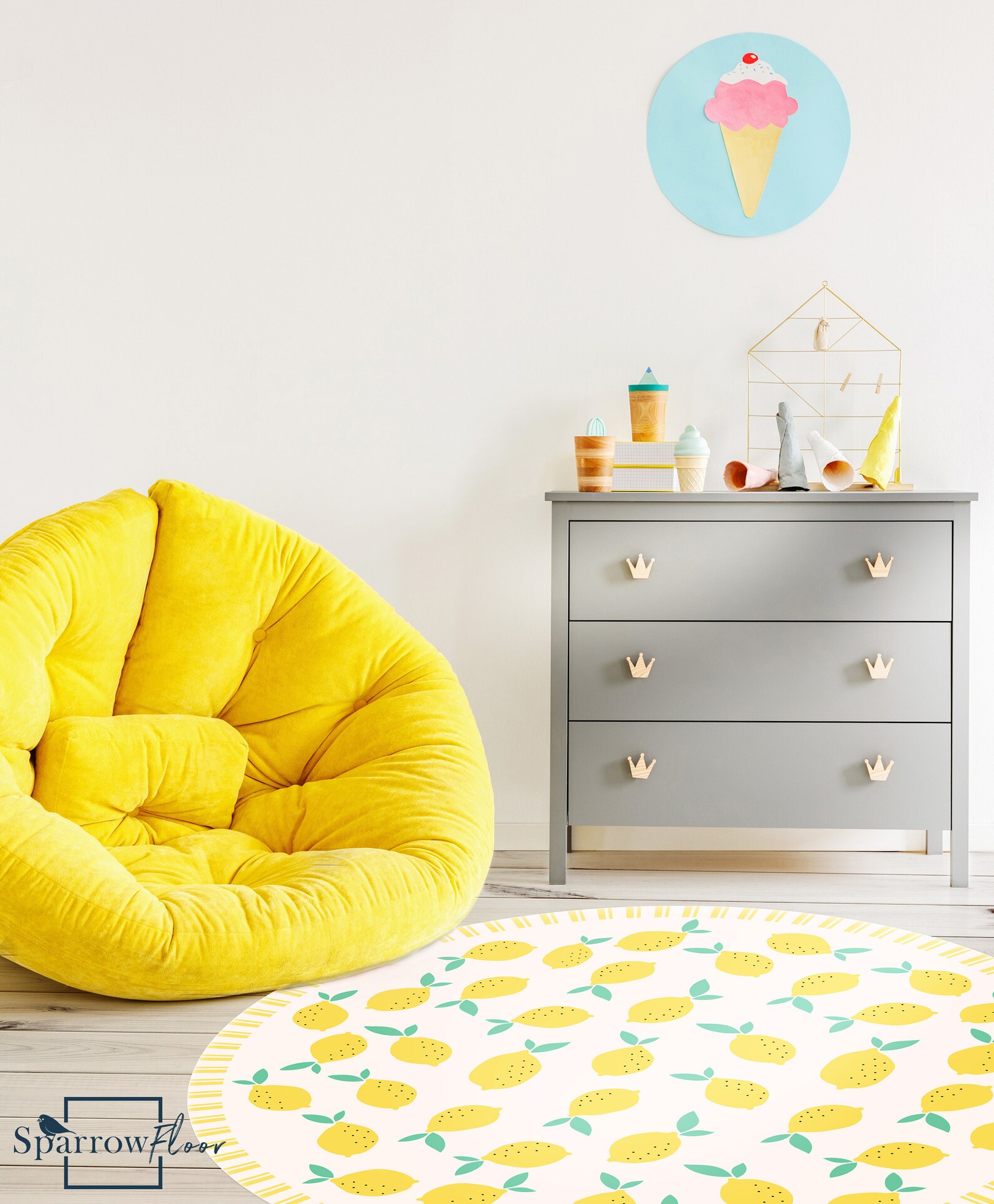 Lemoniade Vinyl Round Mat, Bath Linoleum Carpet, Aesthetic Interior ...