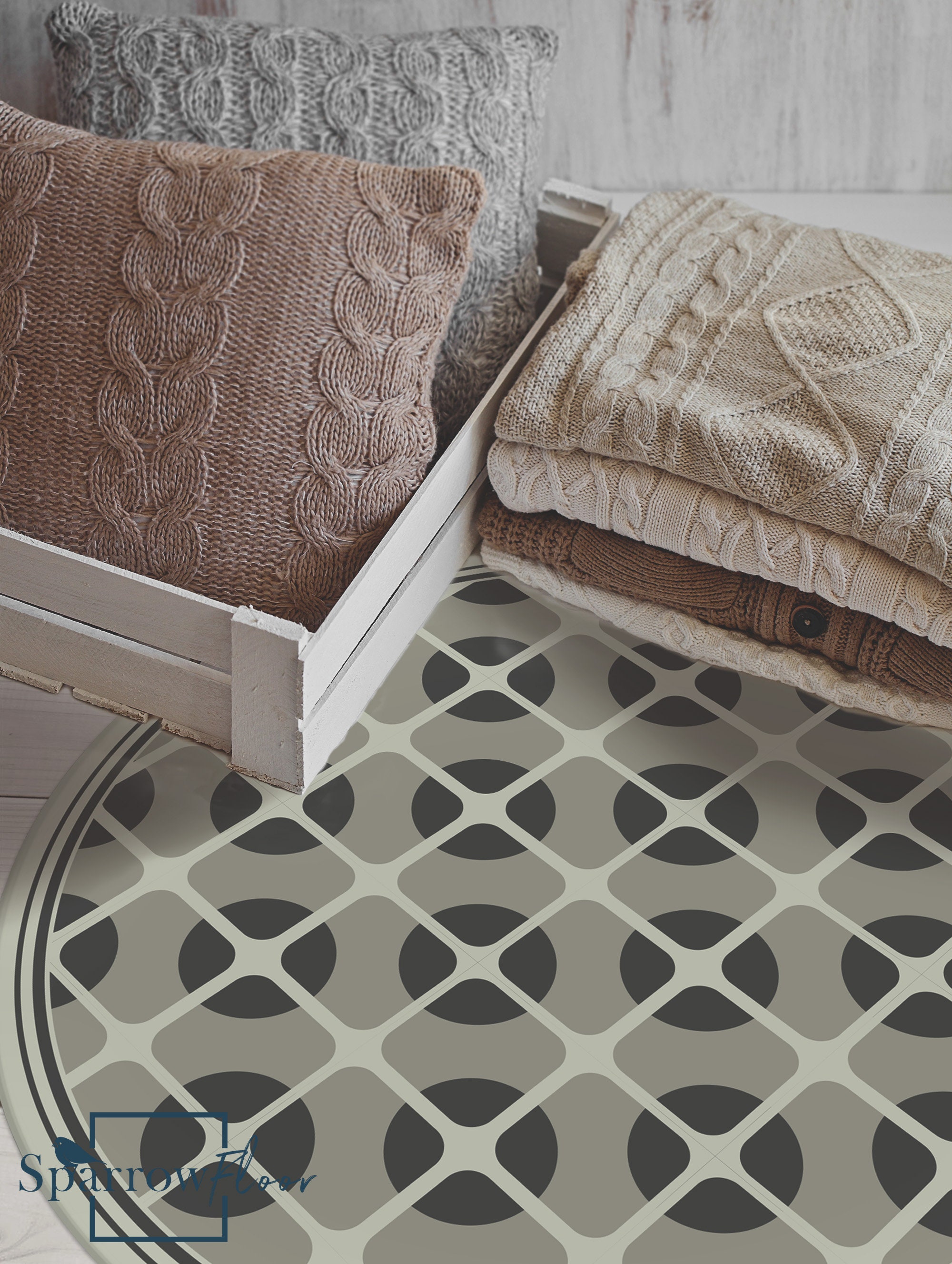 Houston Vinyl Round Mat PVC Rugs PVC Vintage Vivid Colors | Etsy