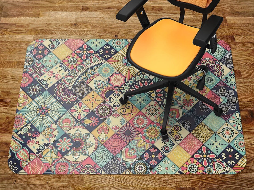 Chair Mat Ethnic Floral Patchwor Chair Mat Carpet, Splash Mat, Office ...