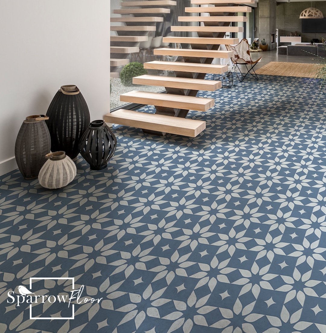 03C - Snowflakes - Stars Floor Mat, Vinyl Carpet, Christmas Floor ...