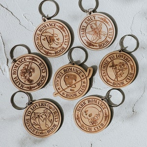 Book Club Wood Keychain | Book Lover Gift | Reading Themed | Tropes ...