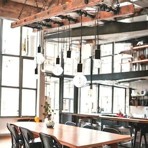 Handmade 6 Pendant Rustic Vintage Industrial Style Wooden Ladder Light ...