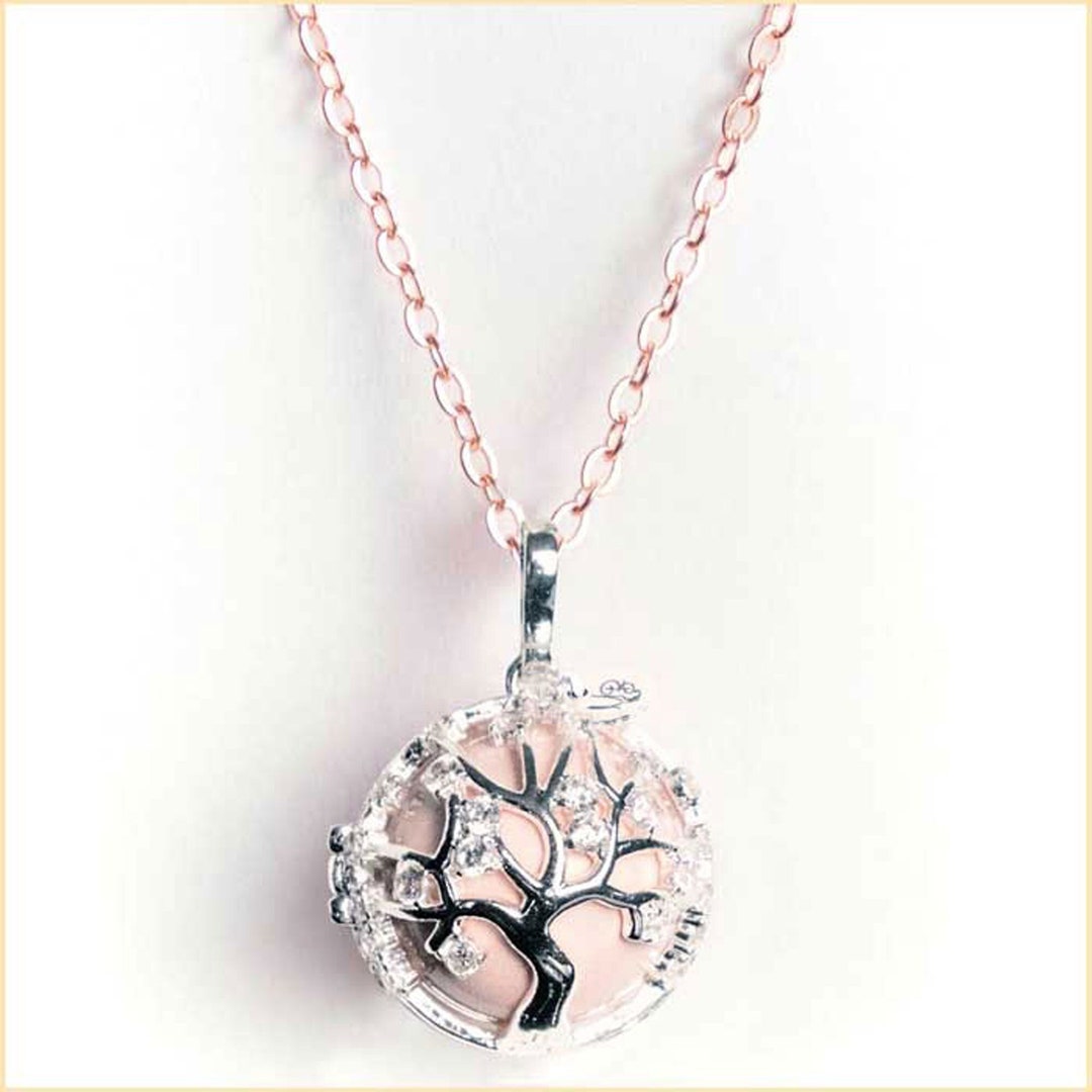 Rhinestone Pregnancy Bola - Tree of My Life With Its Pink Chain - Etsy
