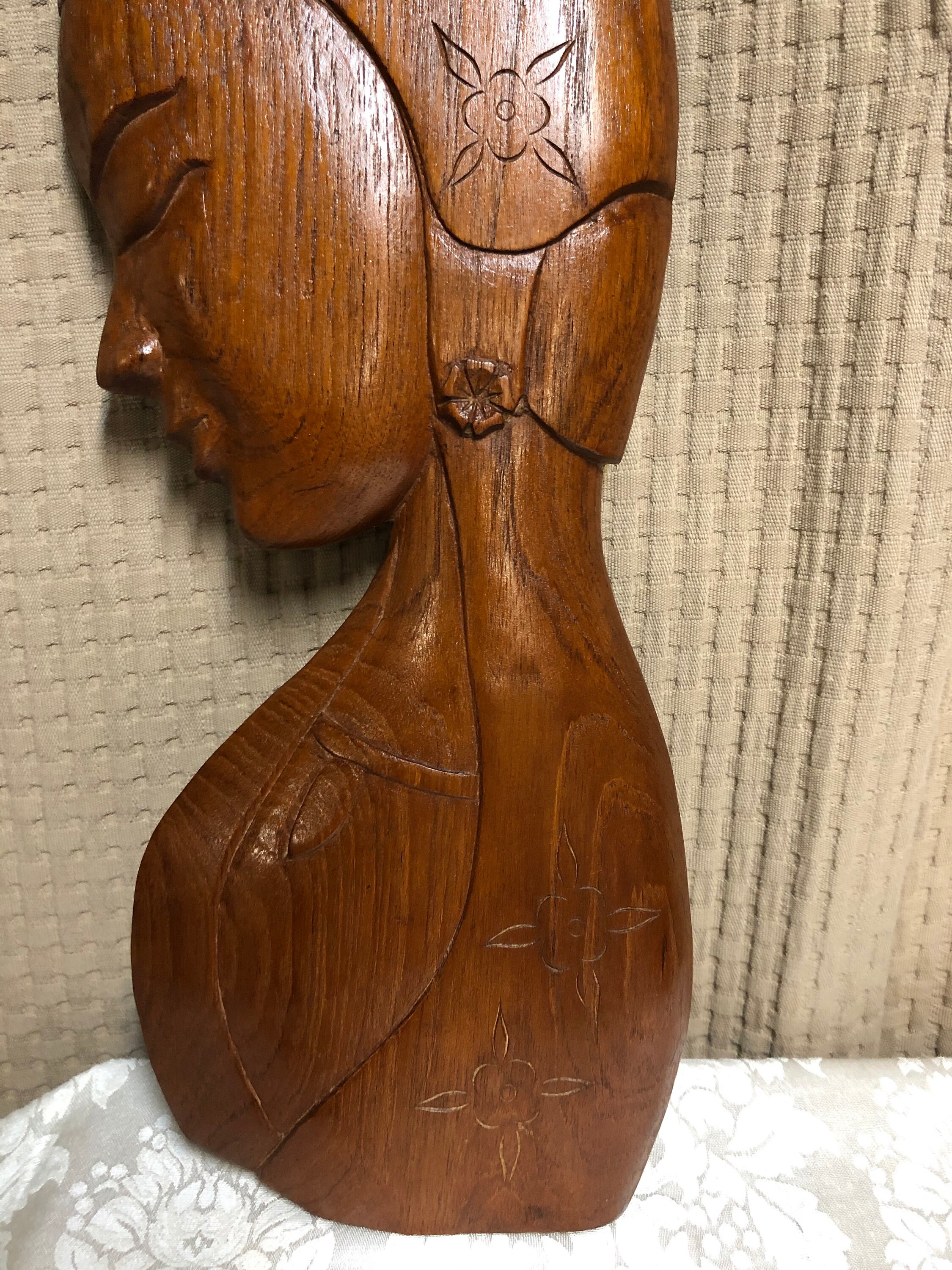 Hardwood Carved Woman Wall Art | Etsy