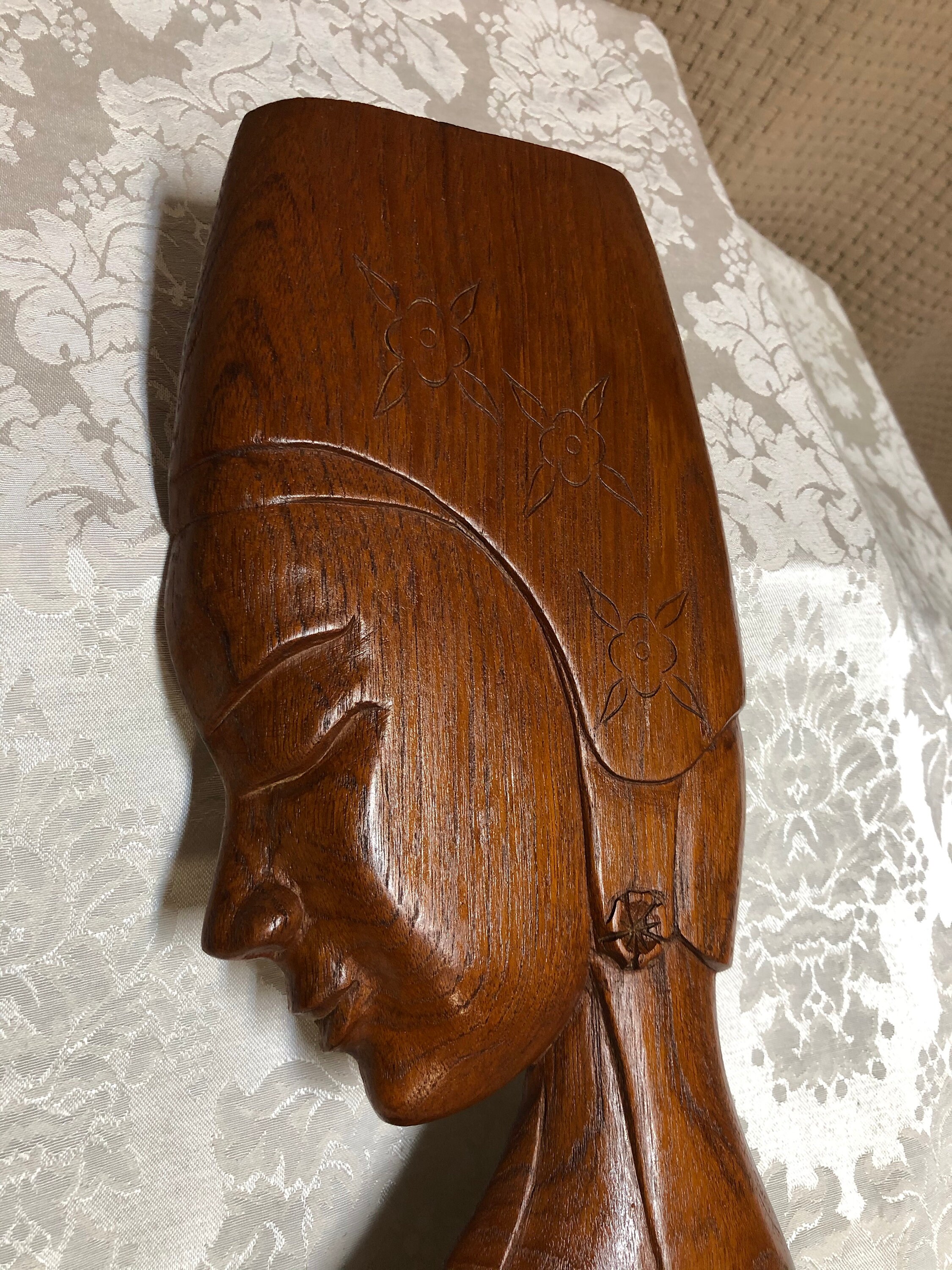 Hardwood Carved Woman Wall Art - Etsy UK