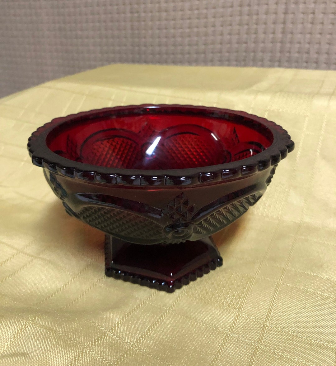Avon Cape Cod Deep Ruby Red Bowl - Etsy