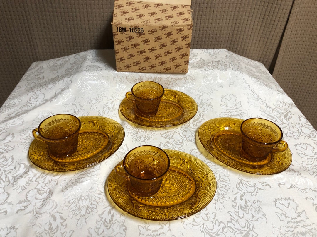 Tiara Indiana Glass Lunch Snack Tea Set - Etsy