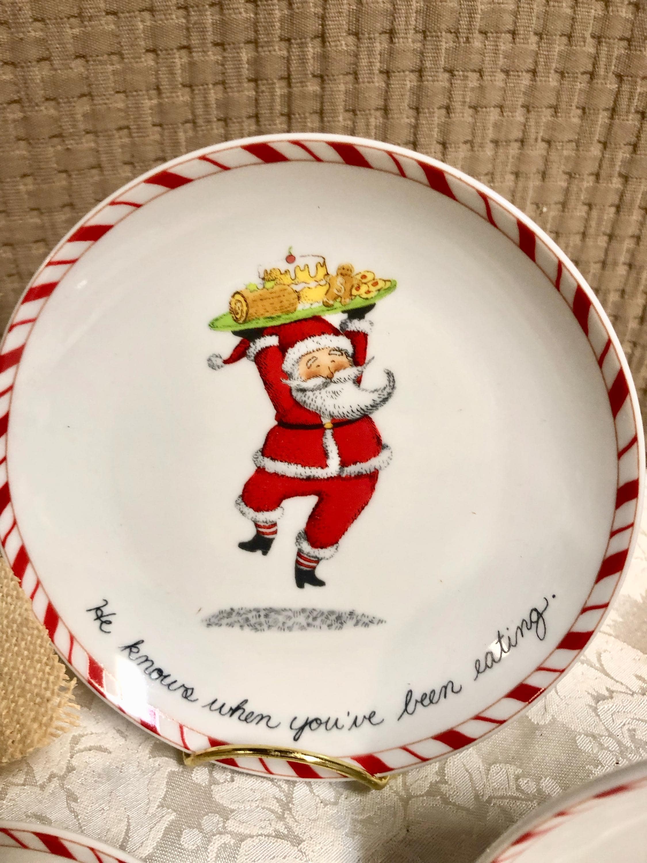 Whimsical Santa Peppermint Parade Dessert/salad/cookie Plates - Etsy