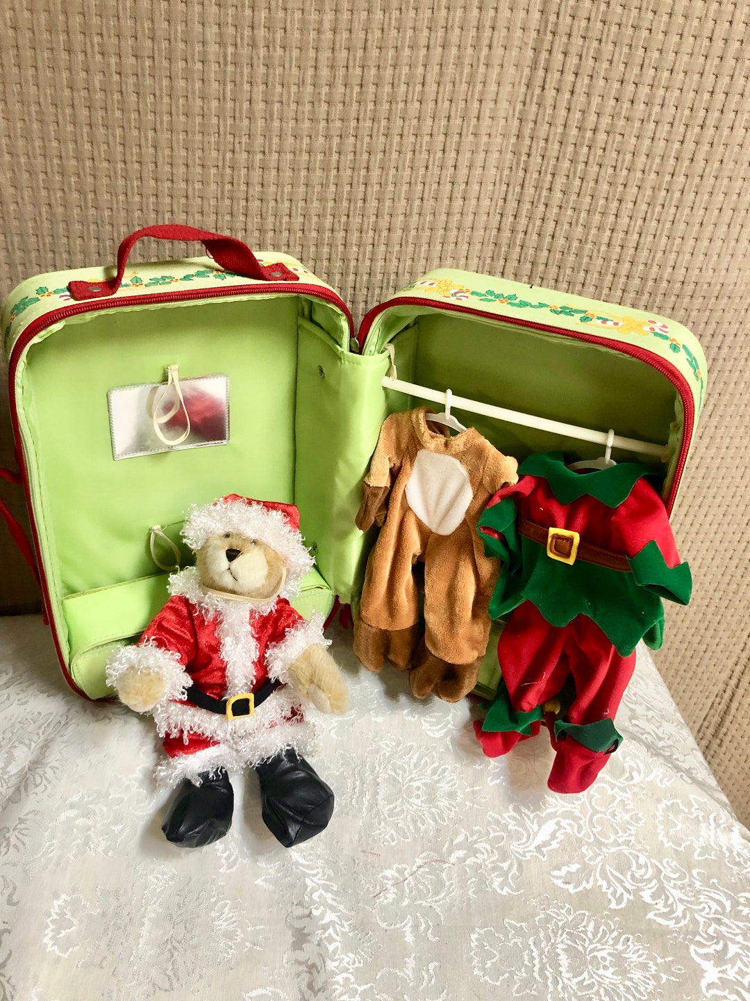 Holiday Plush Teddy With Suitcase & Clothing - Etsy