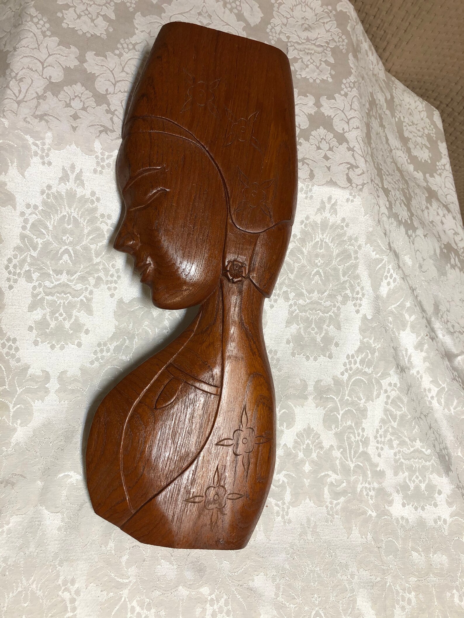 Hardwood Carved Woman Wall Art - Etsy UK