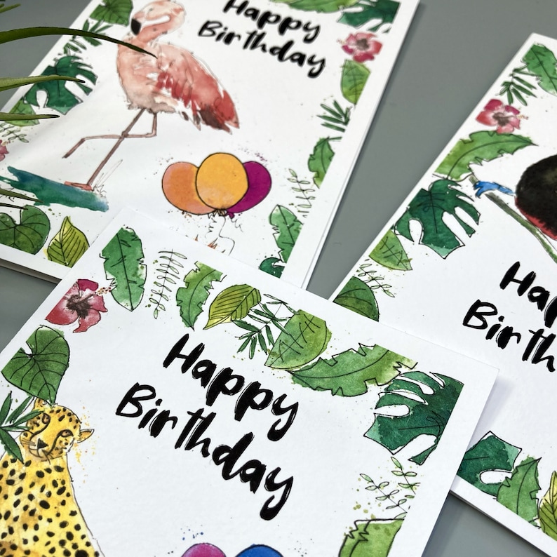 Watercolor Toucan Birthday Card: Tropical Animal Art - Etsy