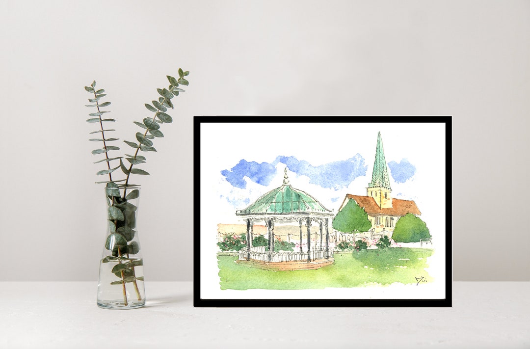 Godalming Bandstand Watercolor Print: St Peters and St Pauls Wall Art ...