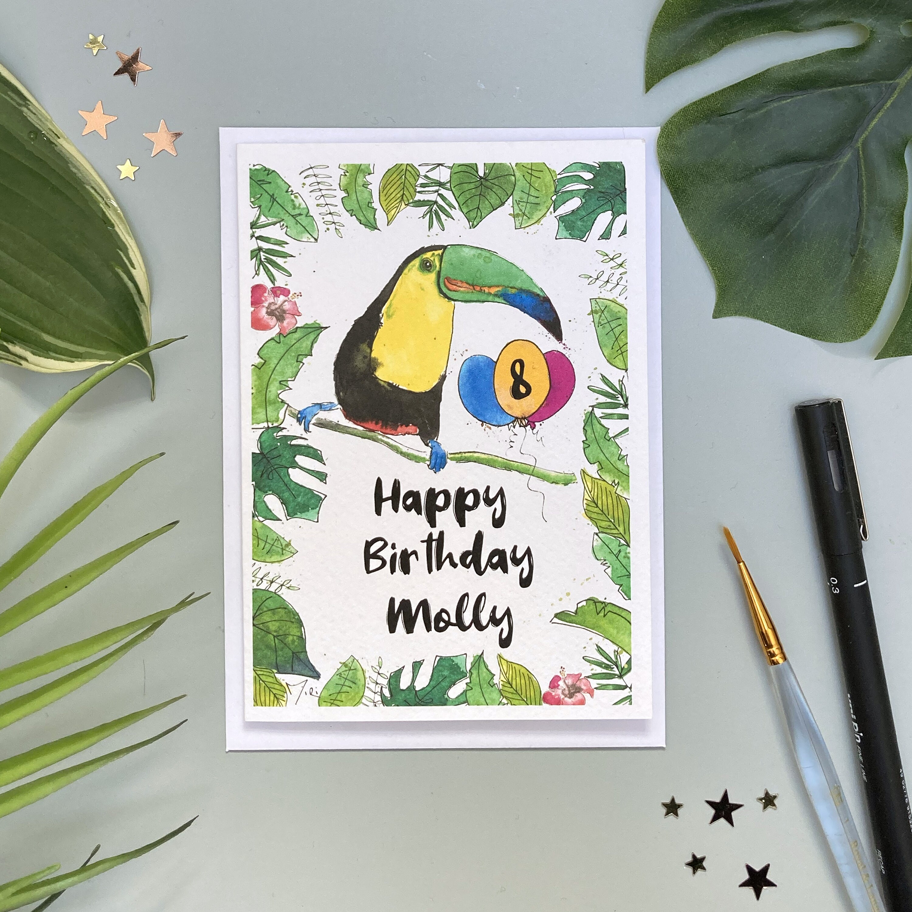 Watercolor Toucan Birthday Card: Tropical Animal Art - Etsy