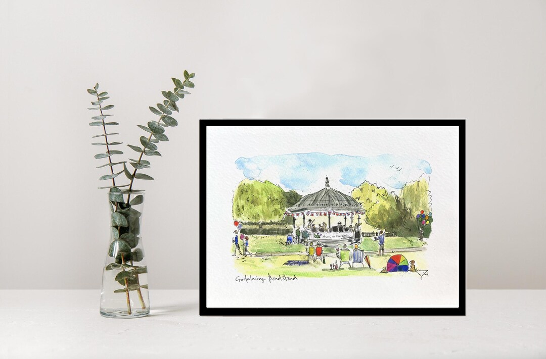 Godalming Bandstand Watercolour Print: Music in the Park Art - Etsy UK