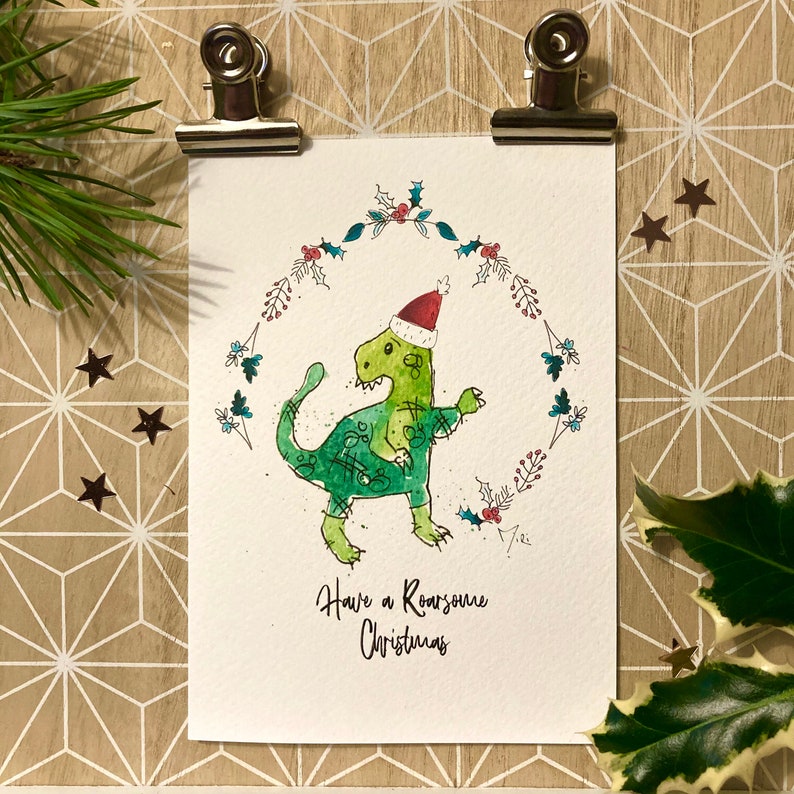 Handmade Christmas Card: Unicorn, Dinosaur, Llama Watercolour - Etsy