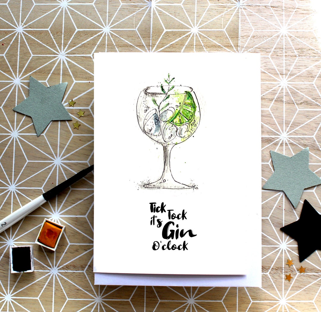 Gin and Tonic Card, TICK TOCK It's Gin O'clock, Gin to My Tonic Card ...
